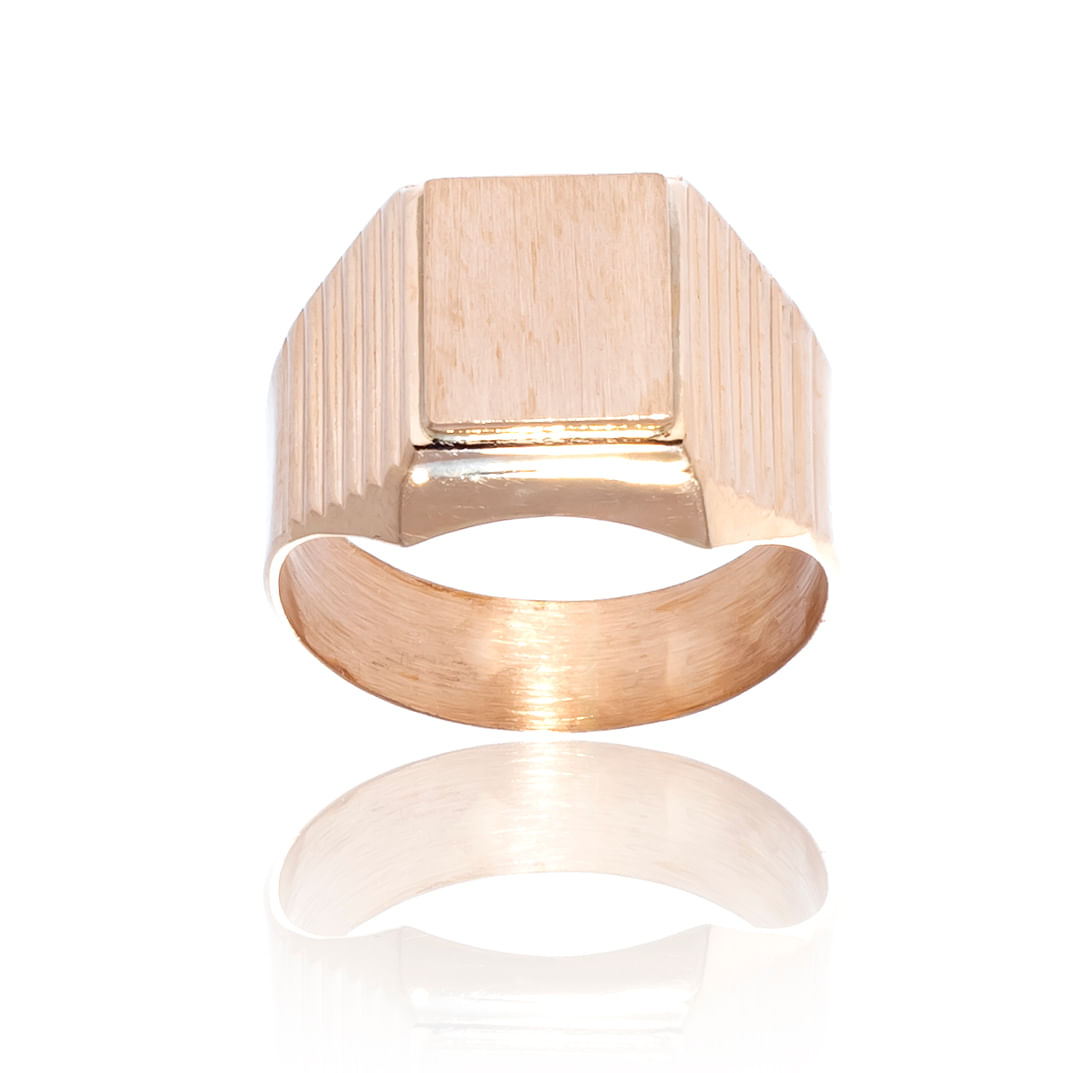 Anillo De Oro 18K Sello Rectangular - Antuan Joyerias