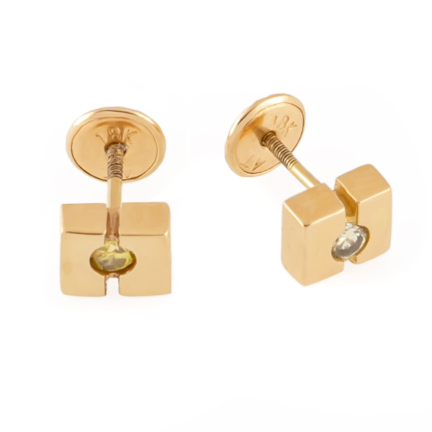 Aros De Oro 18K Rectangulo Con Piedra RAPFIGECUCH019 - Antuan Joyerias